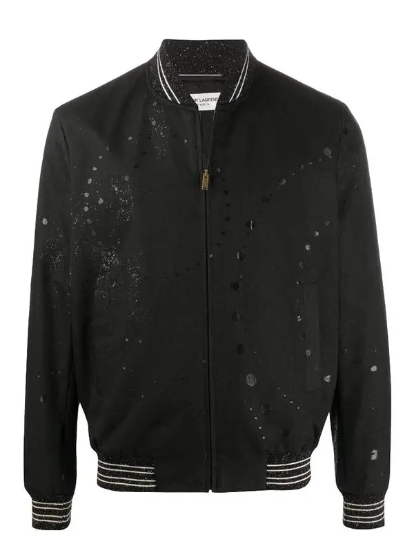 Saint Laurent Painted Baseball Jacket - Black