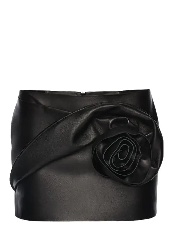 Magda Butrym Draped Rose Mini Skirt - Black