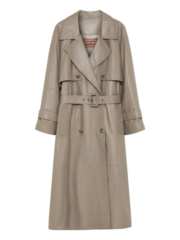 Marella Leather Trench Coat - Nude