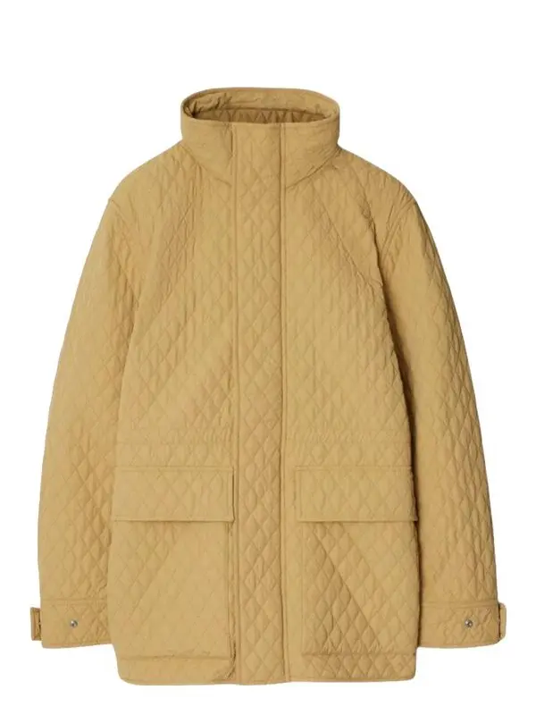Burberry Quilted Hooded Jacket With Drawstring Waist - Flaxen