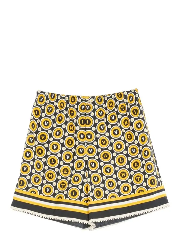 Valentino Garavani Cotton Poplin Bermuda Shorts With Bulles Royales Print - Black