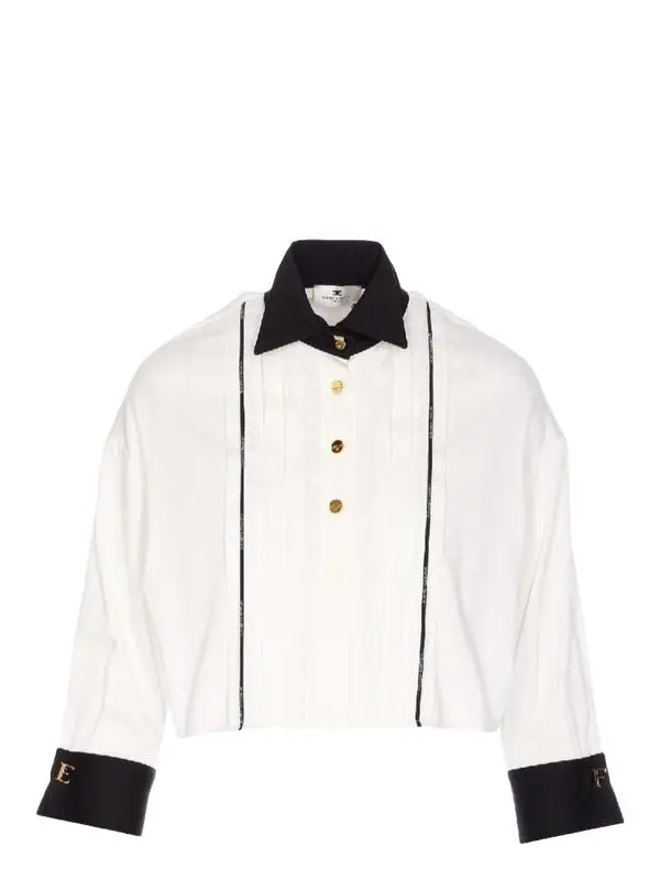 Elisabetta Franchi Pleated Shirt - White