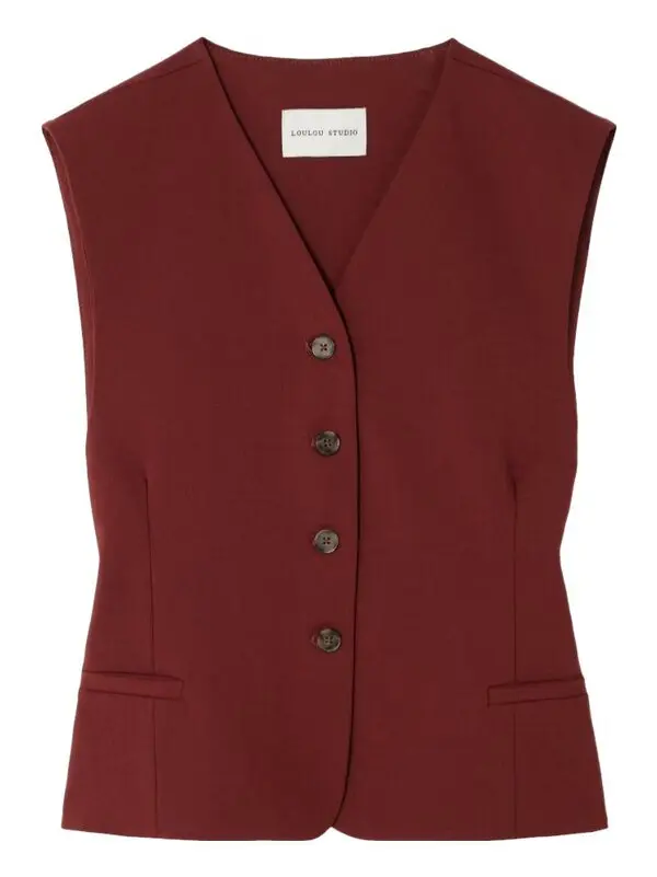 Loulou De Saison Teora Stretch-wool Vest - Burgundy
