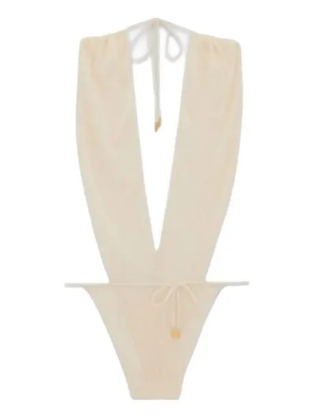 Saint Laurent Backless V-halter Bodysuit - Nude