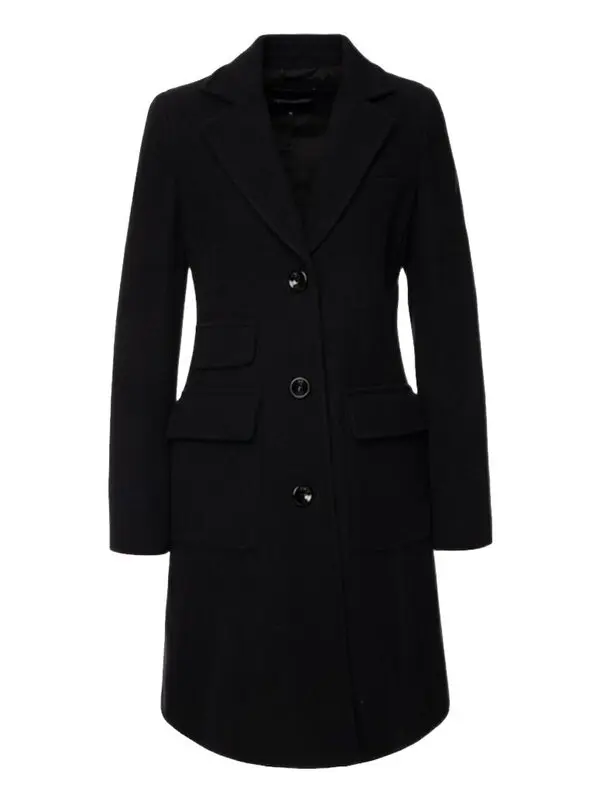 Emporio Armani Wool Lapel Coat - Black