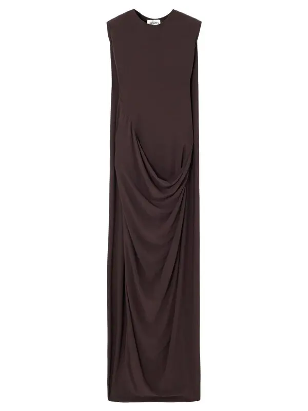 JEAN PAUL GAULTIER Long Draped Stretch Jersey Dress - Brown