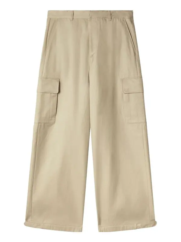 Off-White Mid-rise Wide-leg Trousers - Beige