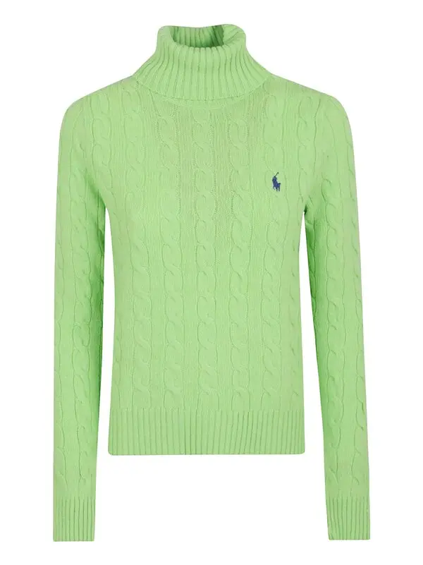 Polo Ralph Lauren Cable Knit Roll Neck Jumper - Green