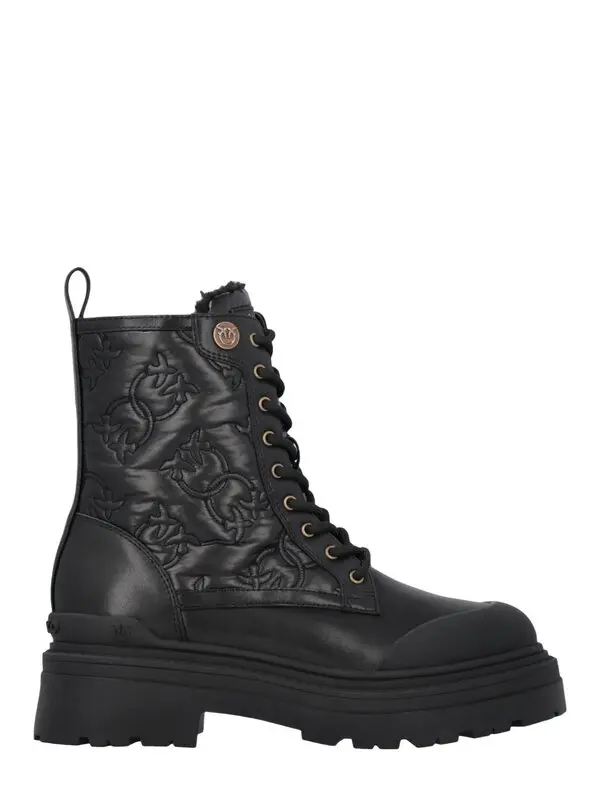 Pinko Quilted Lace-up Boots - Black