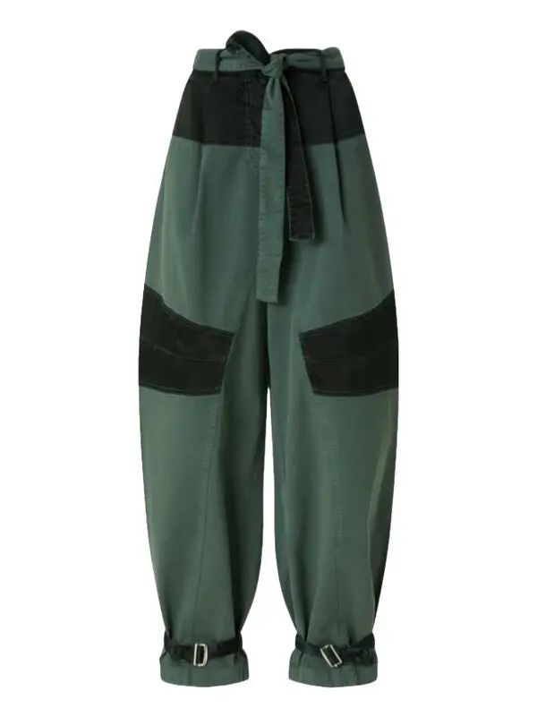 Pinko Panelled Belted Trousers - Green