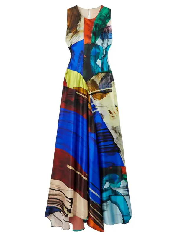 ROKSANDA Printed Silk-satin Maxi Dress - Multicolor