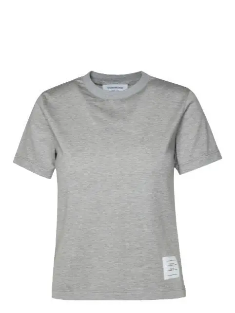 Thom Browne Logo Patch Crewneck T-shirt - Light Gray