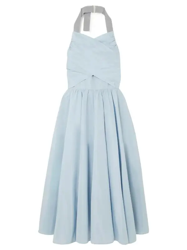 PATOU Pleated Halter Neck Midi Dress - Blue