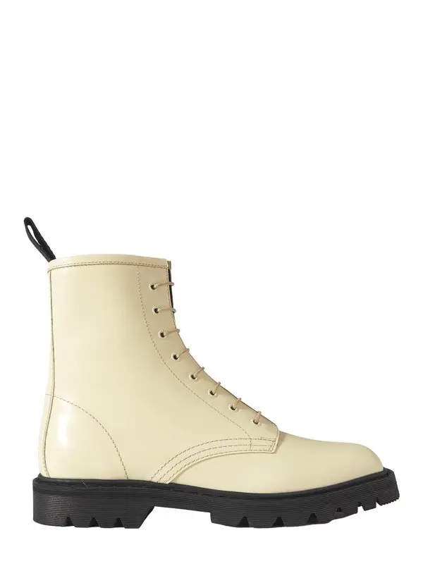 THE ROW Ranger Lace-up Leather Ankle Boots - Cream