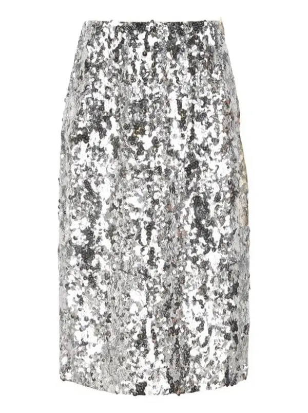 Prada Sequin-embellished Side-tie Midi Skirt - Silver