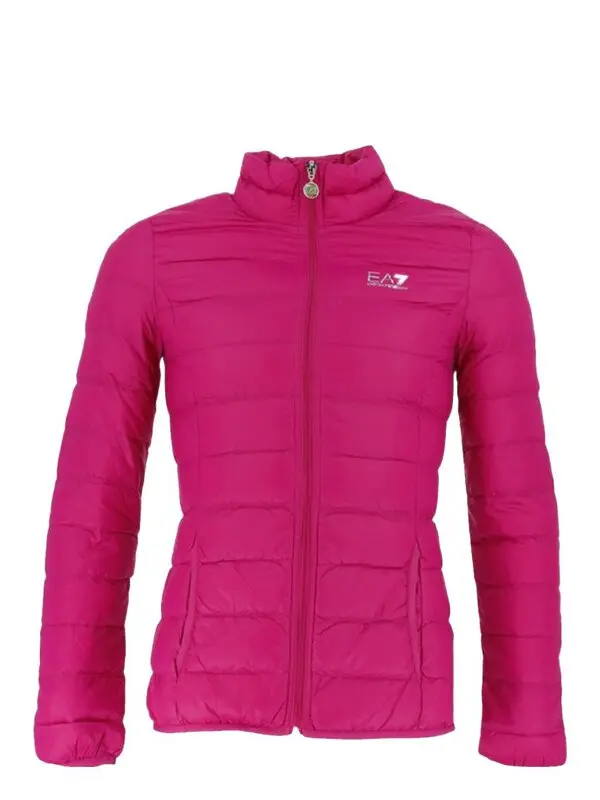EA7 Quilted Down Jacket With Logo Detail - Pink