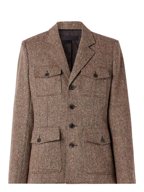 NILI LOTAN Fleur Wool-blend Tweed Jacket - Light Brown