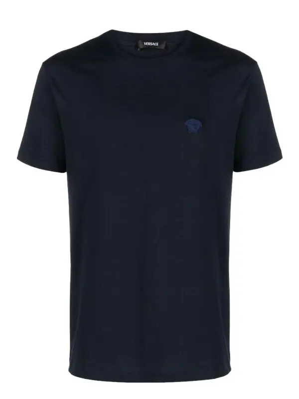 Versace Logo-embroidered Crewneck T-shirt - Black