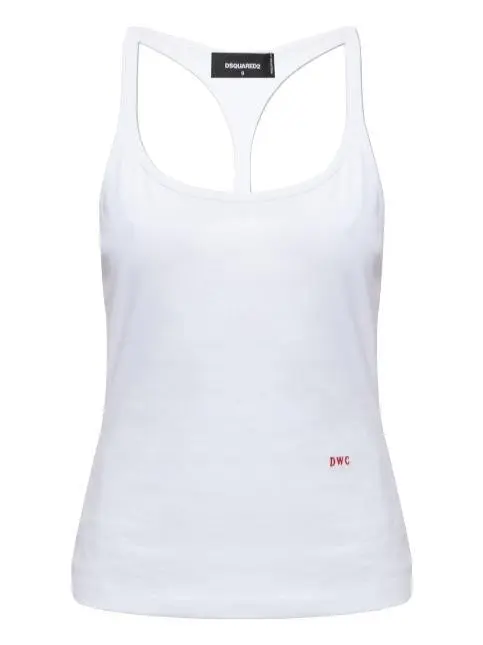 Dsquared2 Embroidered Logo Halter Neck Tank - White