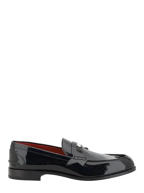 CHRISTIAN LOUBOUTIN Embellished Plaque Round-toe Loafers - Black