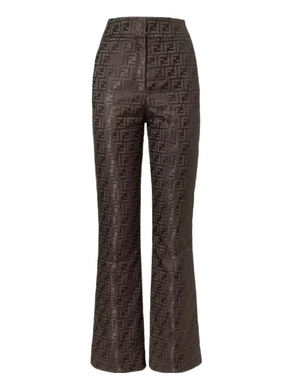 Fendi Ff Jacquard High-waist Ski Trousers - Brown