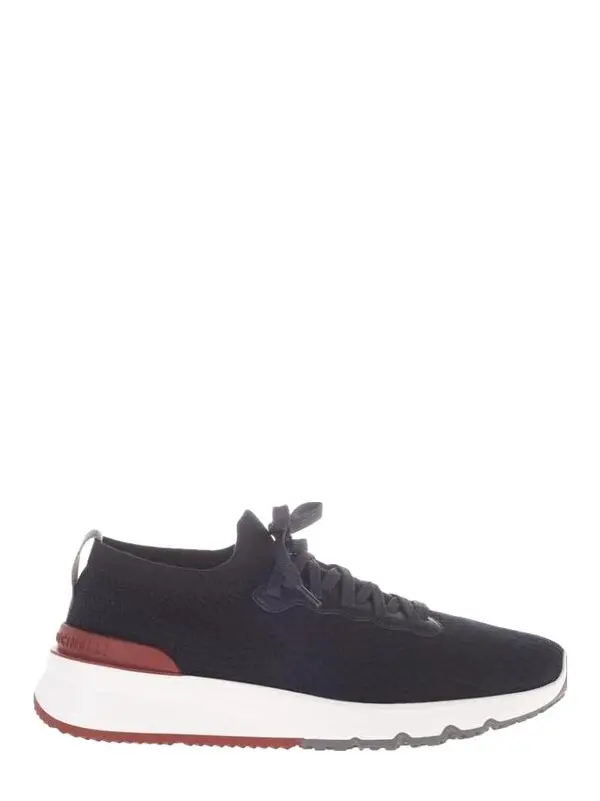Brunello Cucinelli Knitted Lace-up Sneakers - Blue