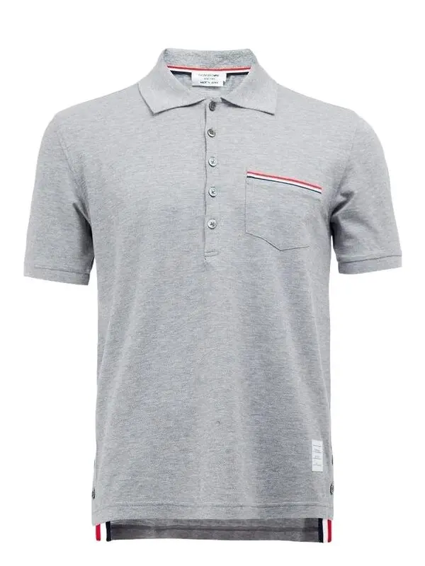 Thom Browne Rwb Pocket Trim Polo Shirt - Light Gray
