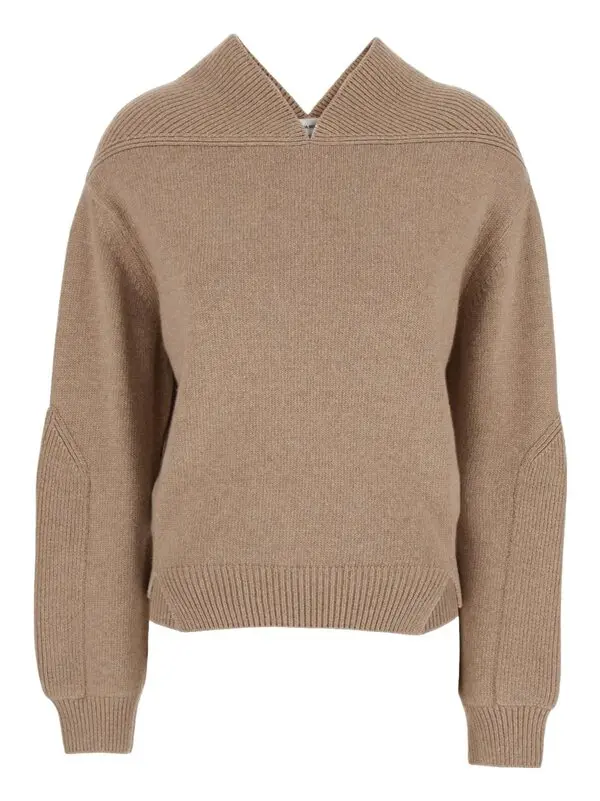 Victoria Beckham Long Sleeve V-neck Jumper - Beige