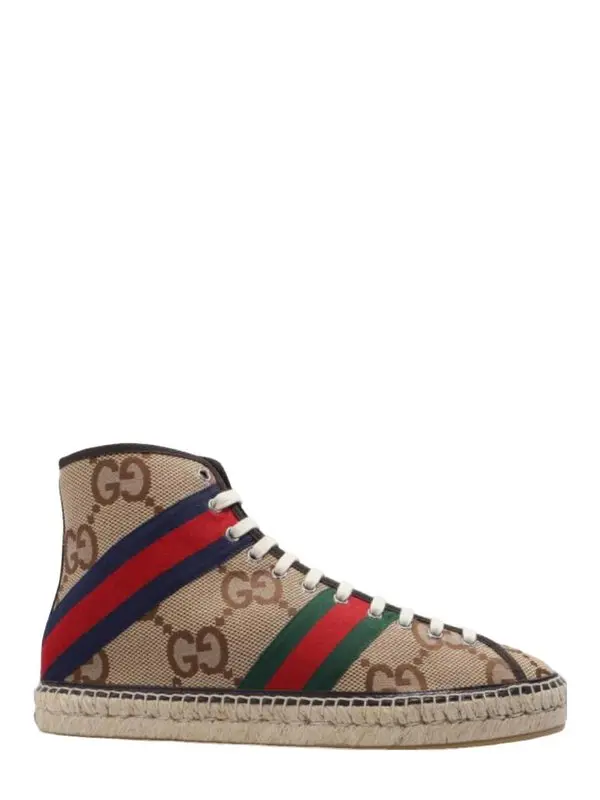Gucci Jumbo Gg Lace-up High-top Espadrille Sneakers - Brown