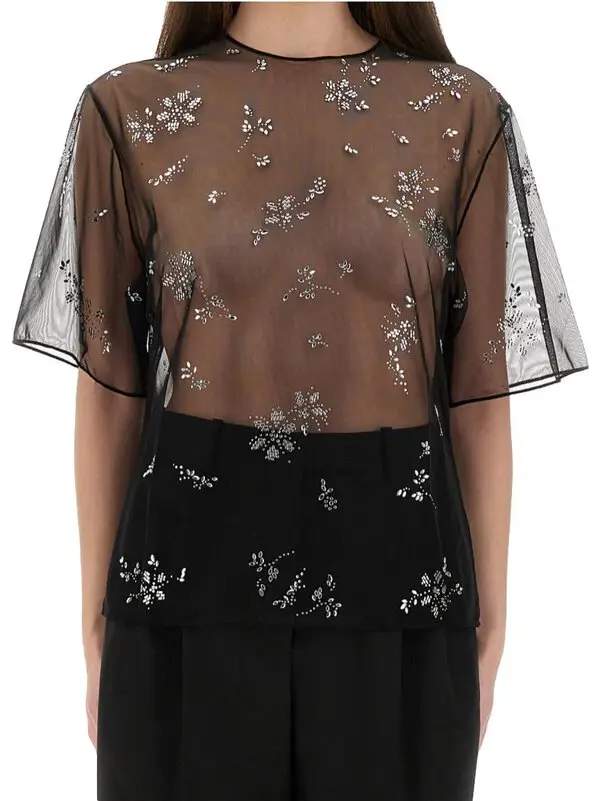 Rabanne Embellished Sheer Top - Black
