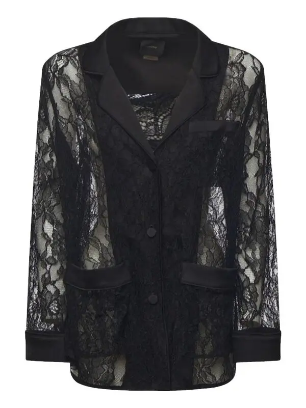 Pinko Single-breasted Lace-panelled Jacket - Black