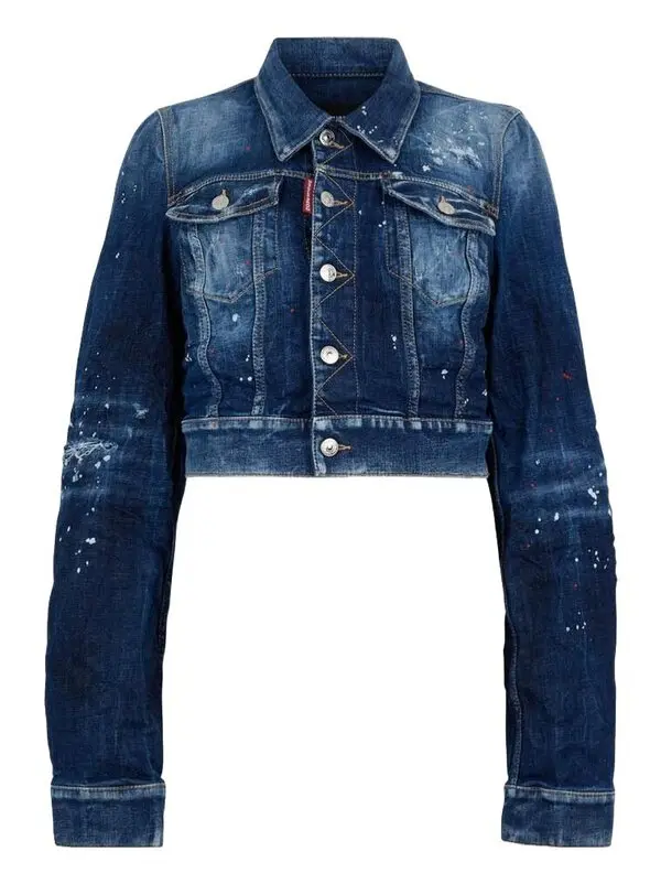 Dsquared2 Medium Spots Wash Dean Distressed Jean Jacket - Blue