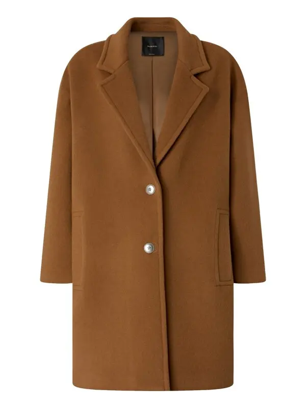 Pinko Belted Lapel Coat - Brown