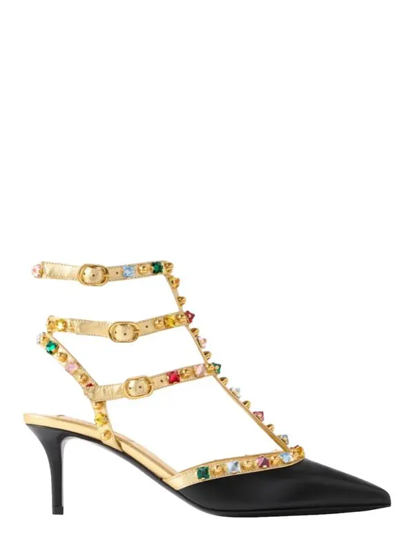 Valentino Garavani Embellished T-bar Sandals - Black