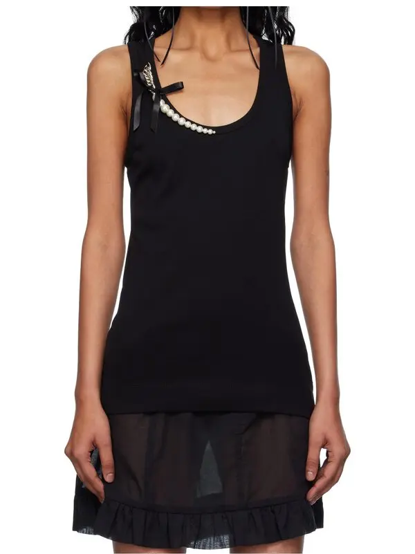 Simone Rocha Pearl Chain Vest - Black