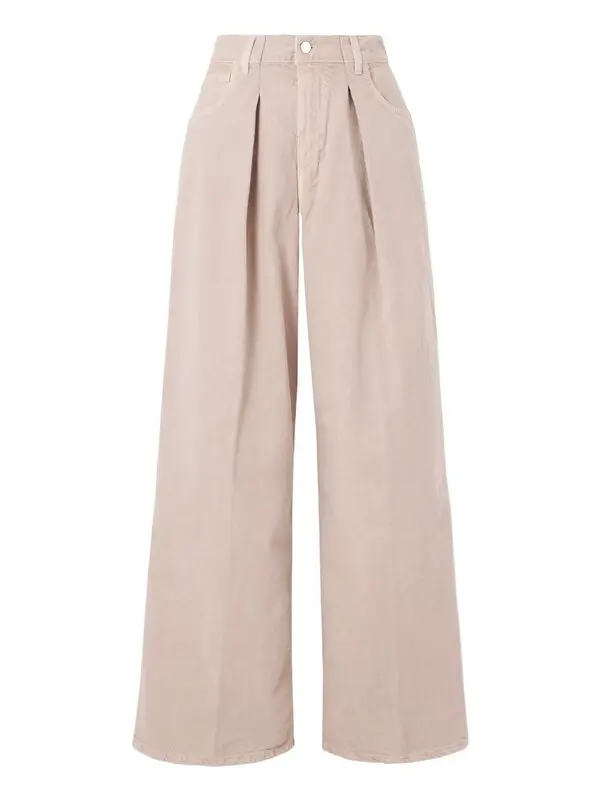 HAIKURE Pleated Mid-rise Wide-leg Jeans - Nude