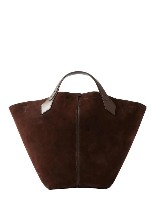 Proenza Schouler Large Suede Shoulder Bag With Leather Trim - Chocolate