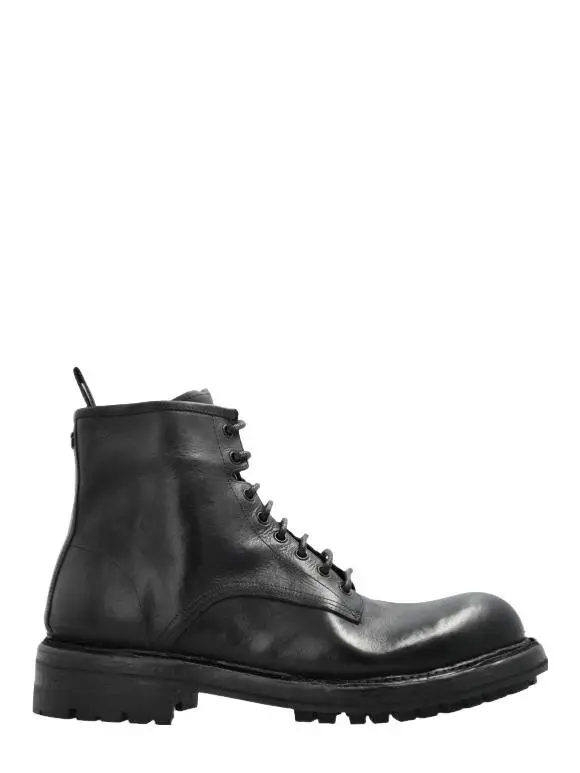Dolce & Gabbana Round Toe Lace-up Ankle Boots - Black