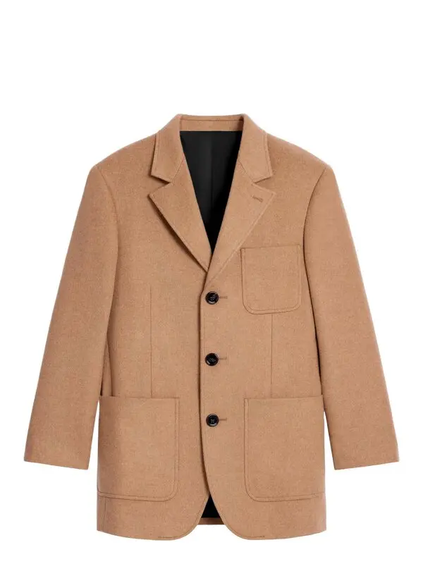 Celine Tailored Jacket In Cashmere Flannel - Light Brown