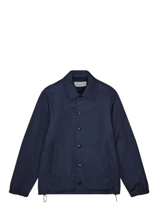 Dries Van Noten Long Sleeve Collared Jacket With Drawstring Hem - Navy Blue