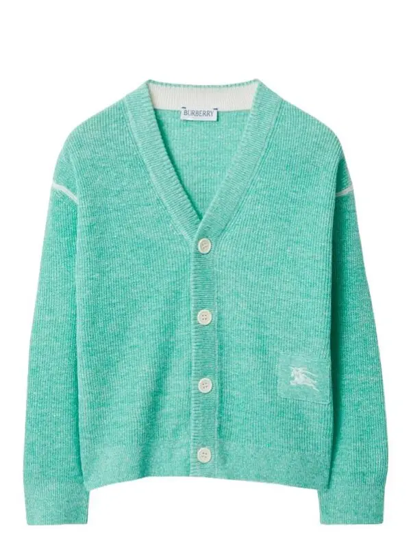 Burberry Knitted Cardigan With Equestrian Rider Embroidery - Green