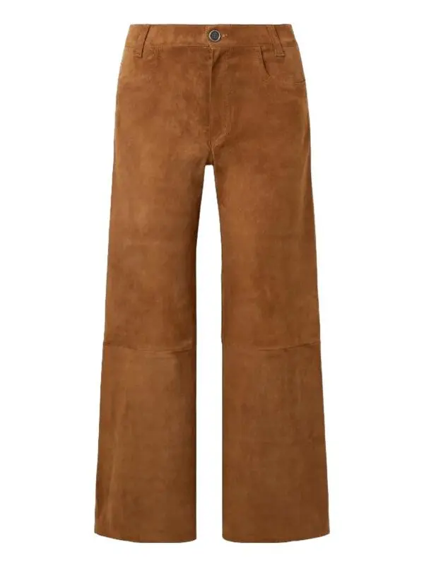 Stouls Lilou Cropped Suede Wide-leg Pants - Brown