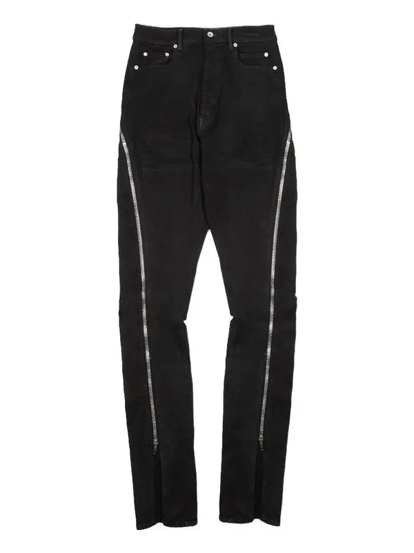 Rick Owens Zip Detail Slim Fit Jeans - Black