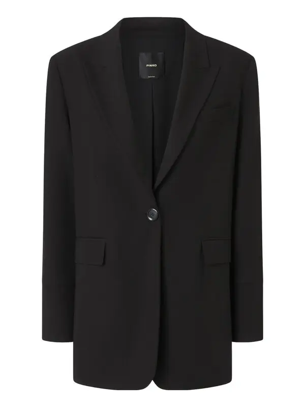 Pinko Oversized Buttoned Stretch Blazer - Black