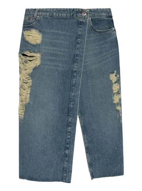 Blumarine Effect Denim Skirt - Blue
