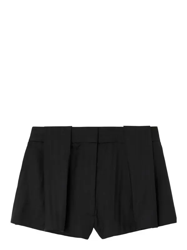 Stella McCartney Pleated Wool Jacquard Shorts - Black