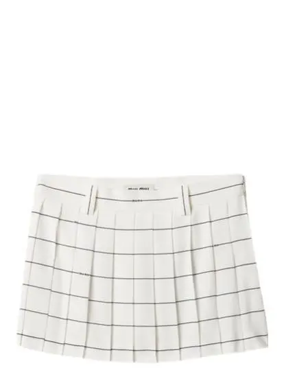 Miu Miu Pleated Mini Skirt - White/blue