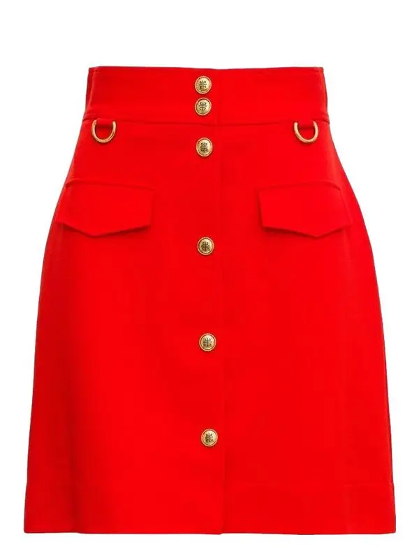 Givenchy Buttoned A-line Mini Skirt - Red