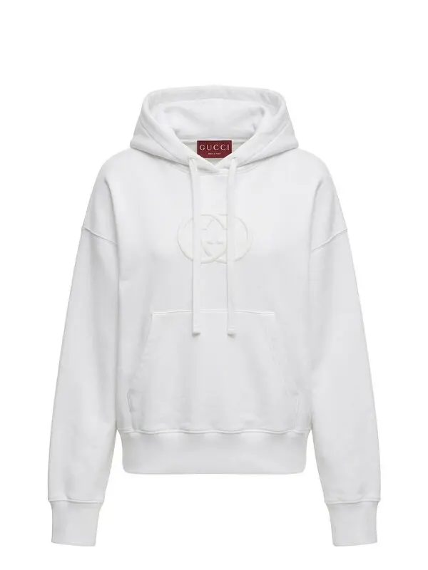 Gucci Brushed Cotton Sweatshirt With Embossed Interlocking G Logo - White