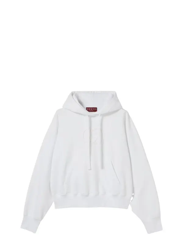 Gucci Brushed Cotton Sweatshirt With Embossed Interlocking G Logo - White